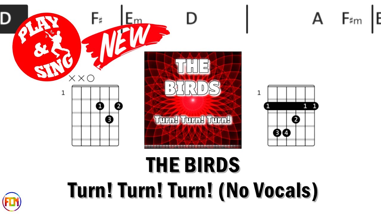 THE BIRDS Turn! Turn! Turn! NO VOCALS FCN GUITAR CHORDS & LYRICS - YouTube