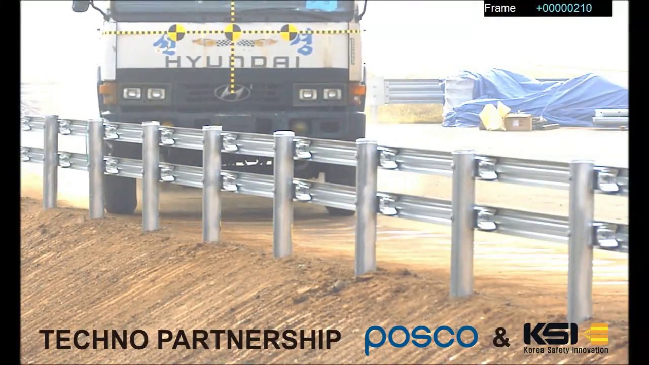 POSMAC guardrail crash test video - YouTube