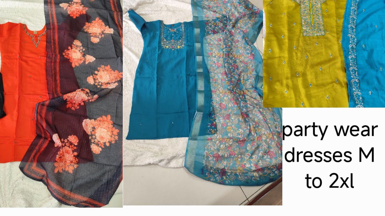 Party wear dresses M, l, Xl, 2xl. With lining, lengthy dupattas. Fine ...