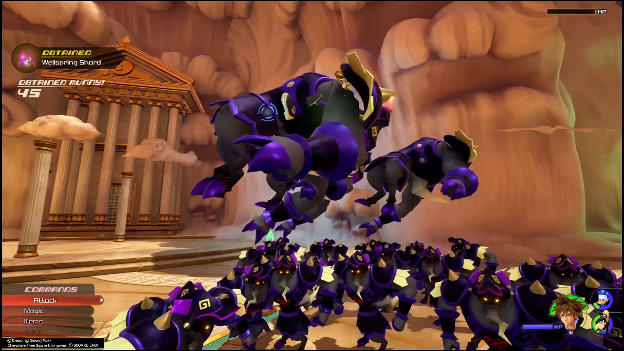 Kingdom Hearts III Satyr Stampede Boss Fight Kingdom Key Critical Mode ...