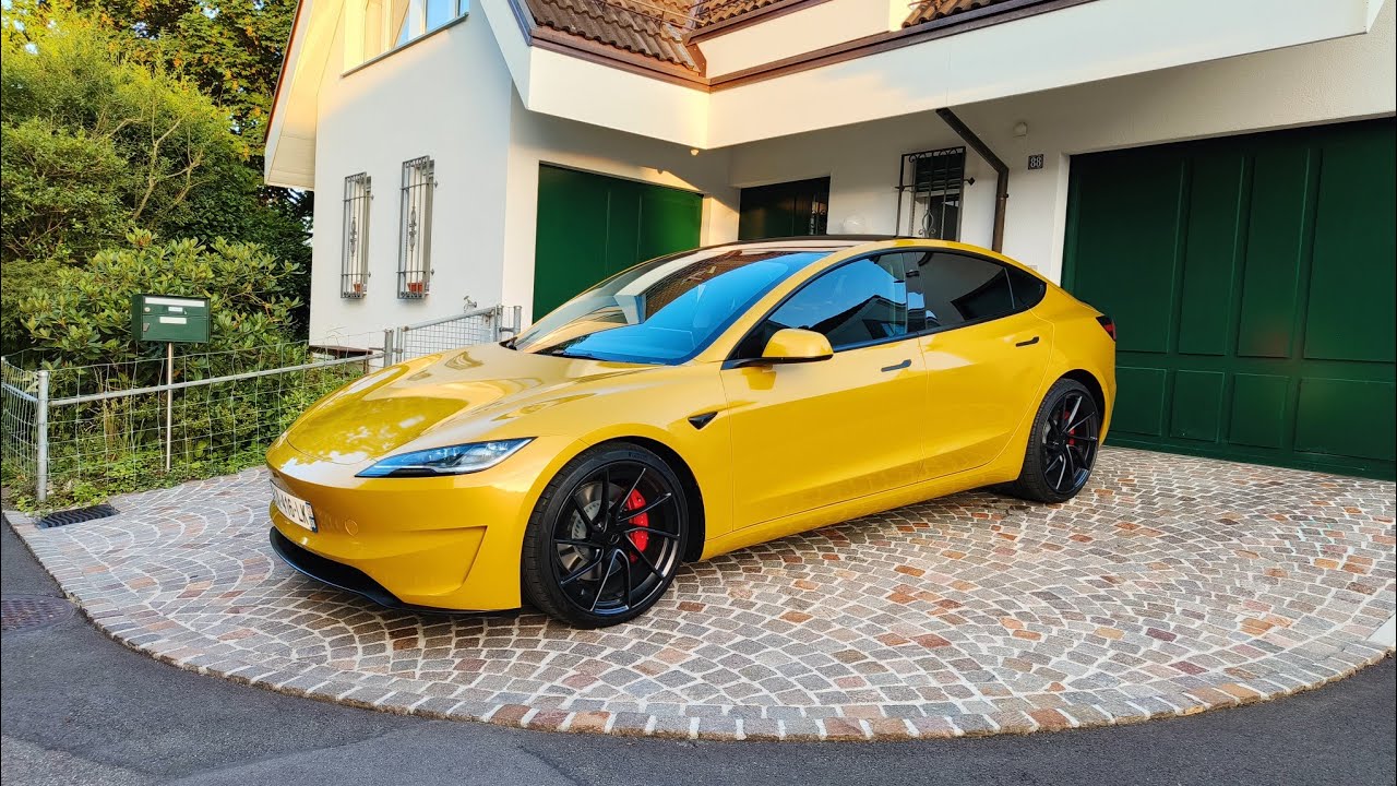 Model 3 performance highland Jaune ! Bonnes vacances. - YouTube