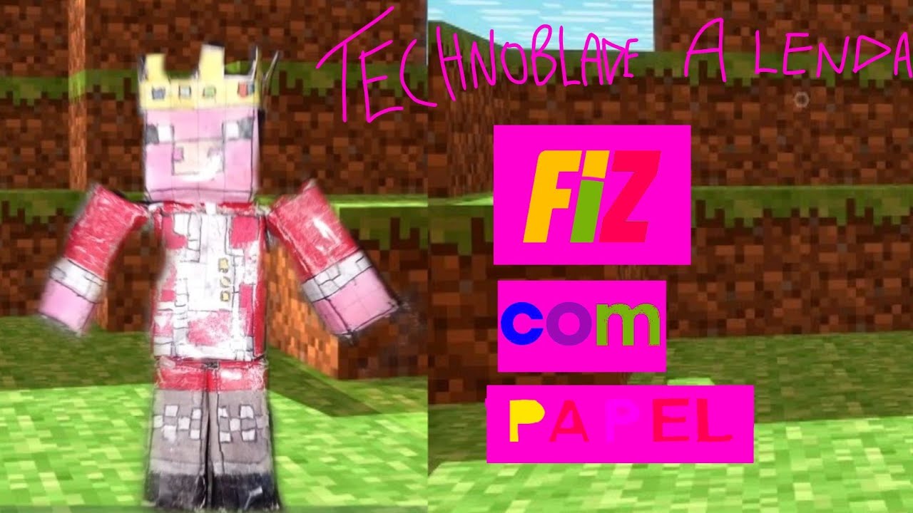 Como fazer um boneco do technoblade youtuber Minecraft de paper craft ...