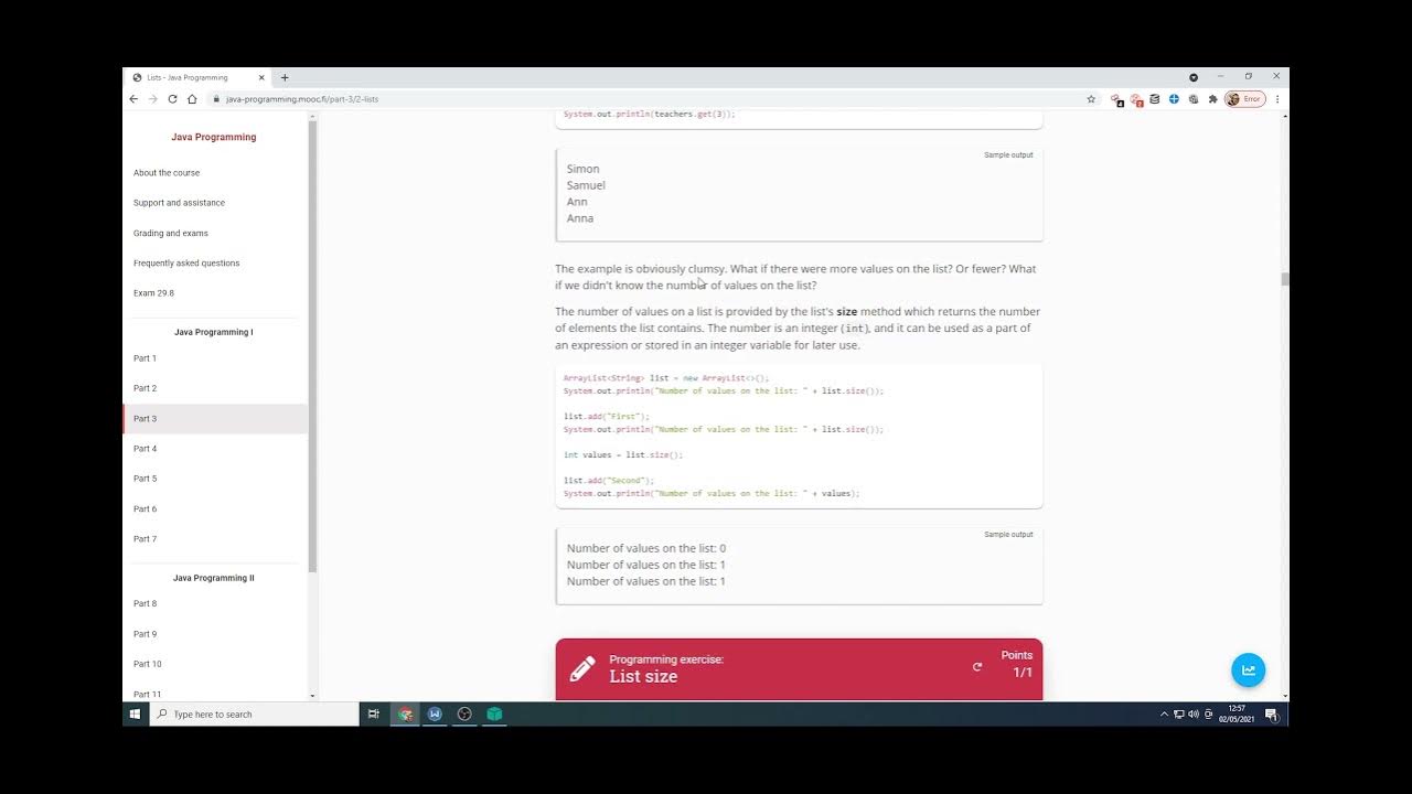 122 Java Helsinki Uni Mooc Programming 1 Part 3 Lists Part 2 Of 3 Youtube