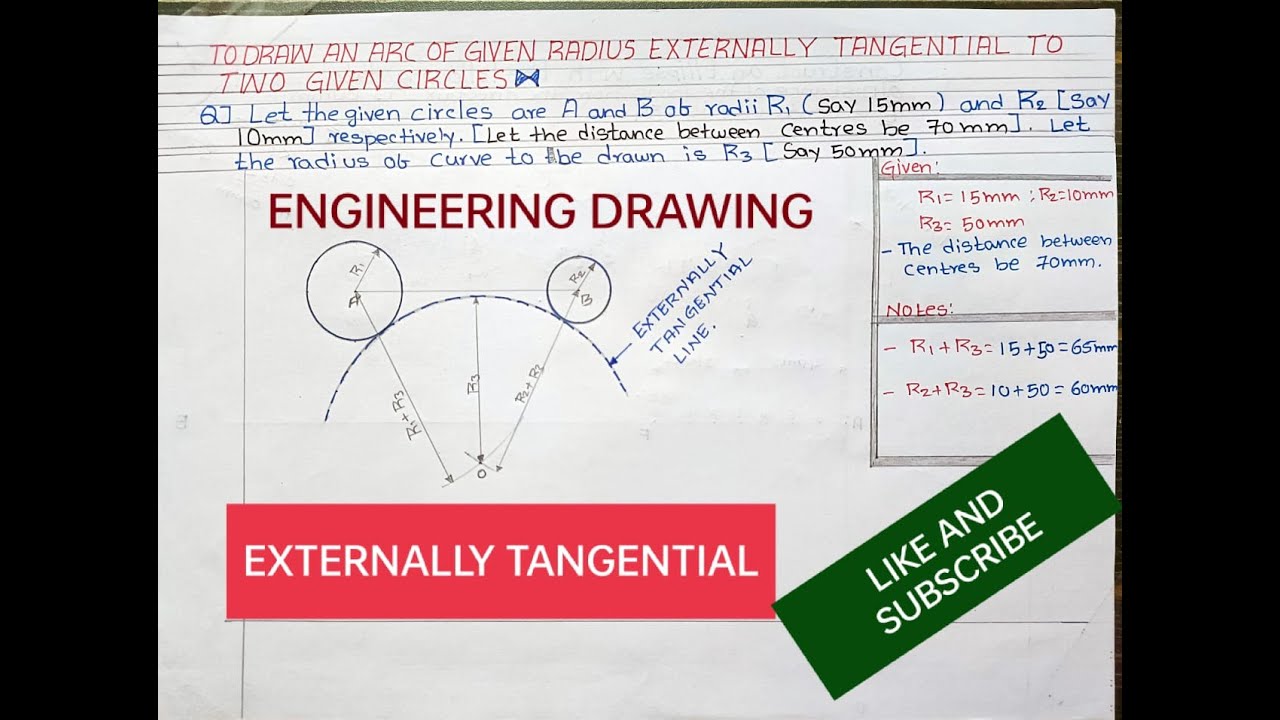 TWO DRAW AN ARC OF GIVEN RADIUS EXTERNALLY TANGENTIAL TO TWO GIVEN ...