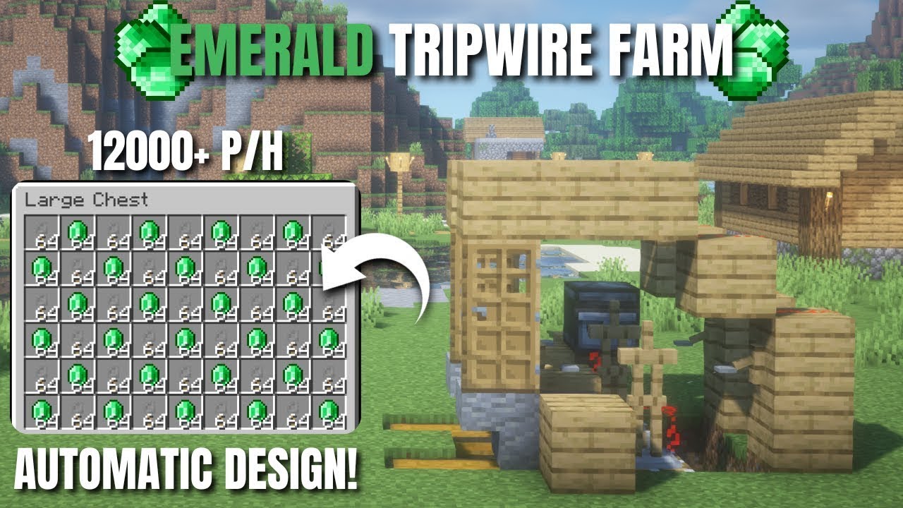 Minecraft EASIEST Automatic Tripwire And Emerald Farm In 1.21.8 (NEW ...