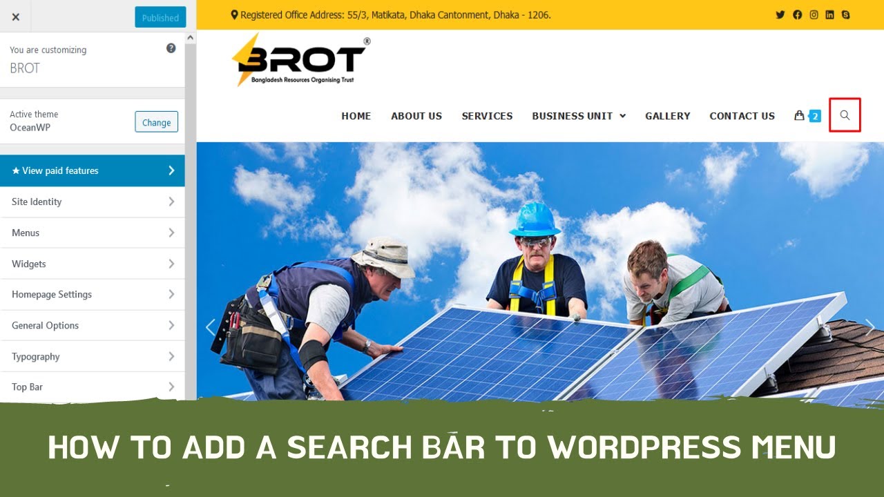 How To Add A Search Icon Bar In Header Menu WordPress OceanWP How To Add A Search Icon Bar In Header Menu WordPress OceanWP