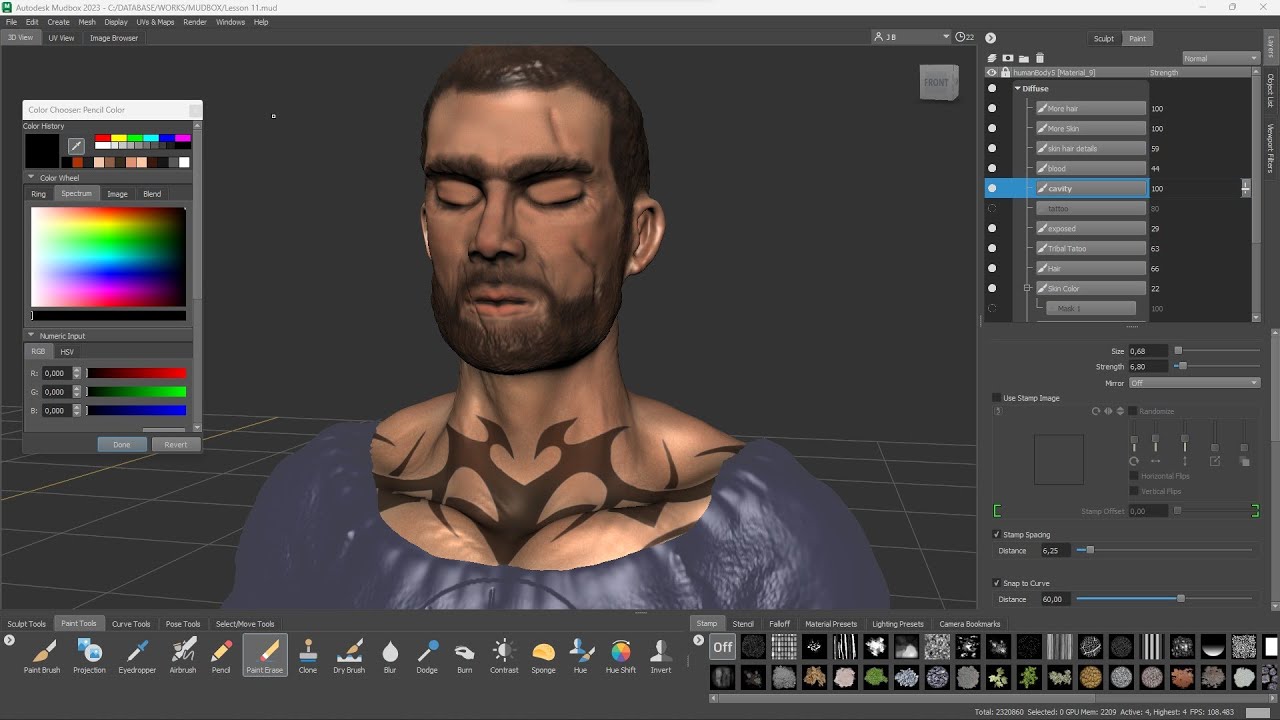 MUDBOX - Lesson 11 - 3D Painting, Colors, Brushes, Layers, Project ...