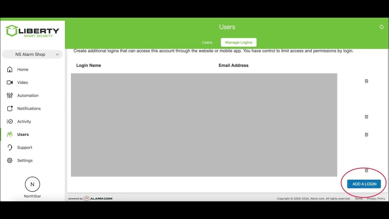 How to Add Logins on Liberty Live (Alarm.com) - YouTube