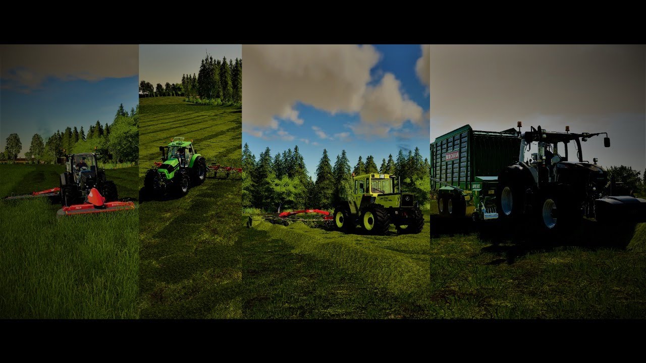 LS19 Gras Bearbeitung mit Fella Technik - YouTube