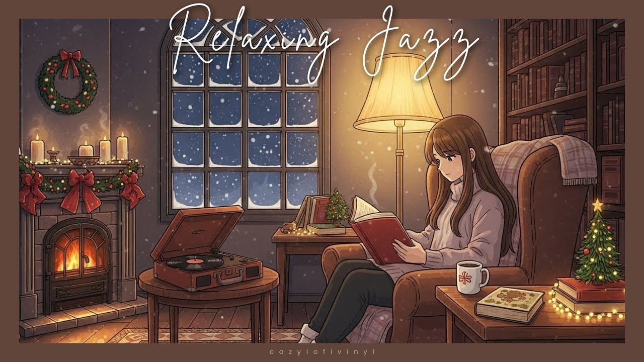 Relaxing winter library ambience with soft pages turning and calm jazz ...