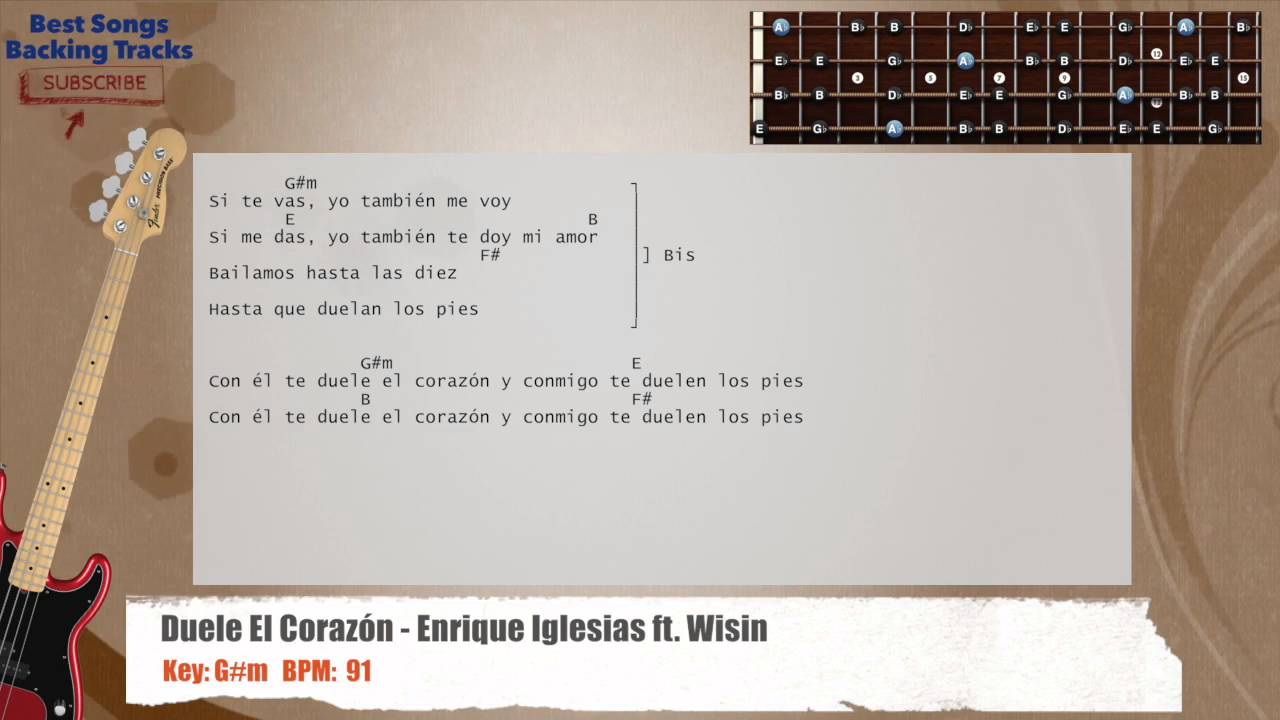 🎻 Duele El Corazon - Enrique Iglesias ft Wisin Bass Backing Track with ...