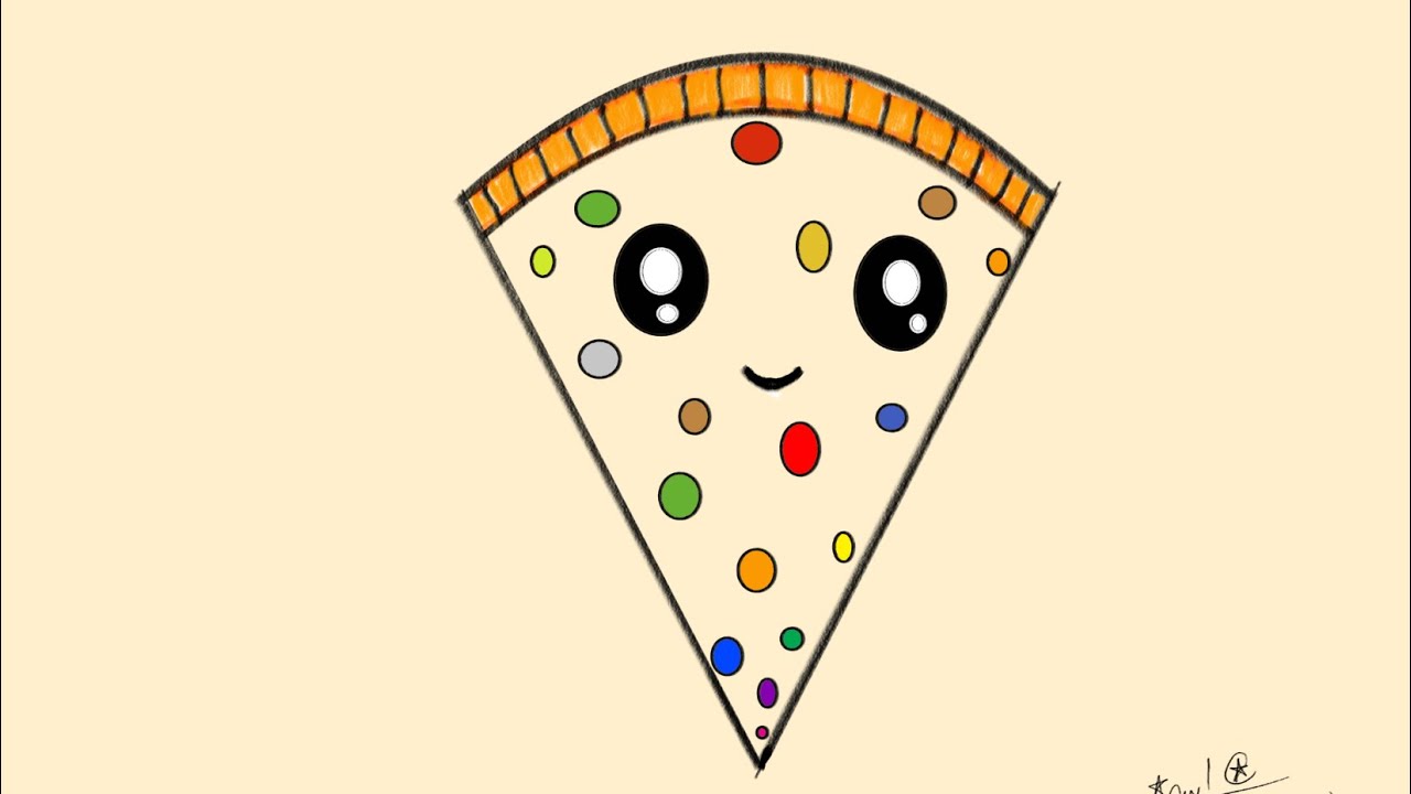 Pizza slice /how to draw a cute pizza slice /Pizza slice drawing ...