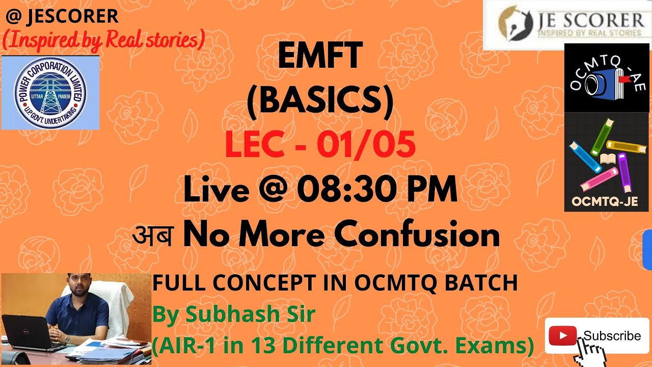 EMFT BASICS FOR UPPCL AE | BHEL | LEC 01/05 | Live @ 08:30 Pm |By ...