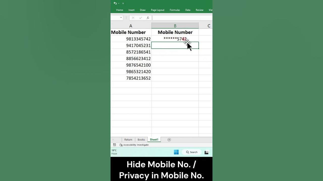 Hide Mobile Number in Excel | Privacy in Mobile Number | Excel Tricks | Excel Tips | Mask a ...