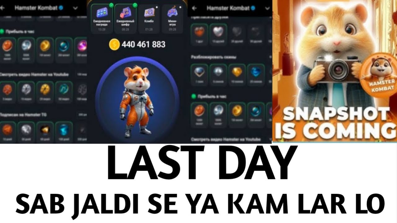 Hamster kombat last day sab ya kam kar lo sab cheeze complete kar lo ...