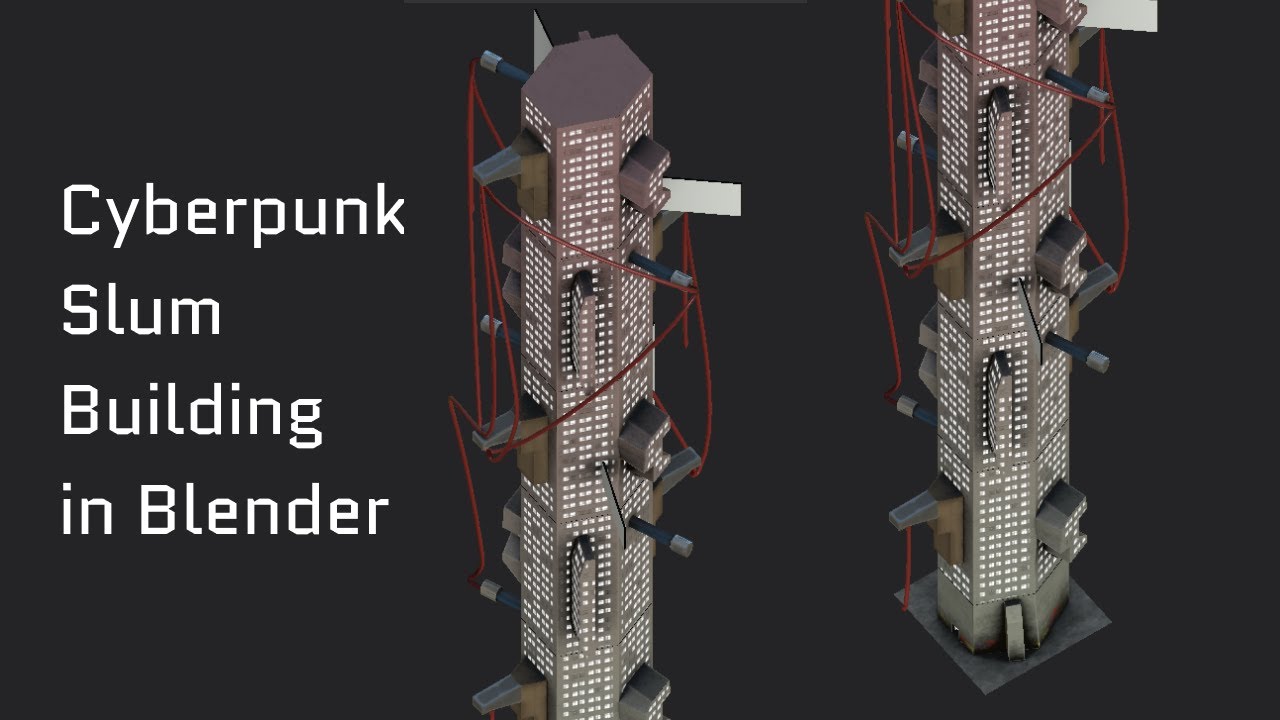 Huge Cyberpunk Skyscraper in Blender 2.83 and Substance Painter - 3D ...