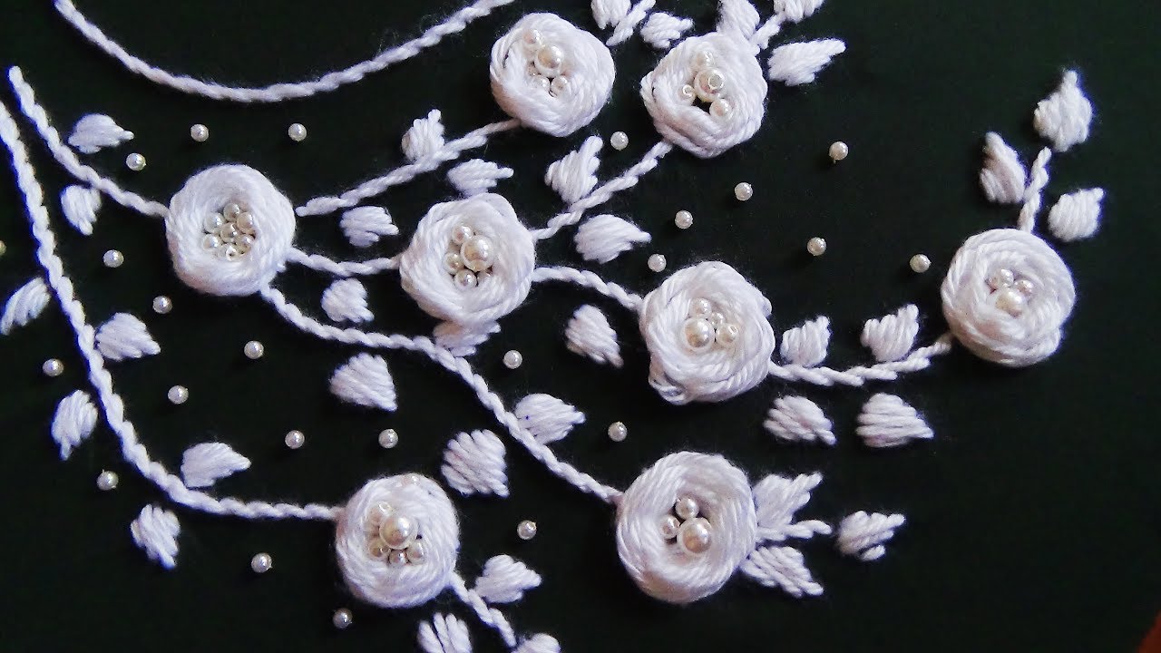 Hand Embroidery: Neckline Embroidery/Rosette Stitch - YouTube