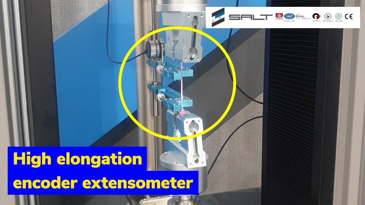 Extensometer for plastic samples using pneumatic tensile grips-고무인장시험 ...