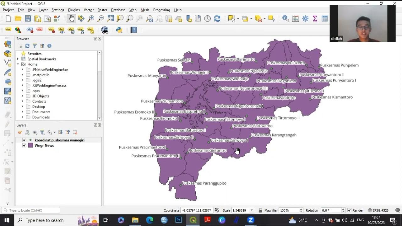 Membuat Titik Koordinat dan Layout Puskesmas Kabupaten Wonogiri Qgis 3.28 - YouTube
