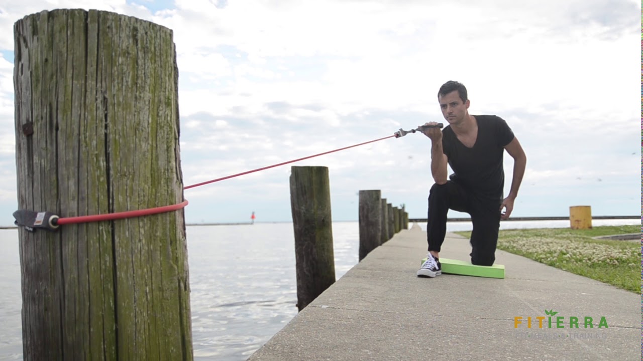 Single Arm Bicep Curl with Band Kneeling - YouTube