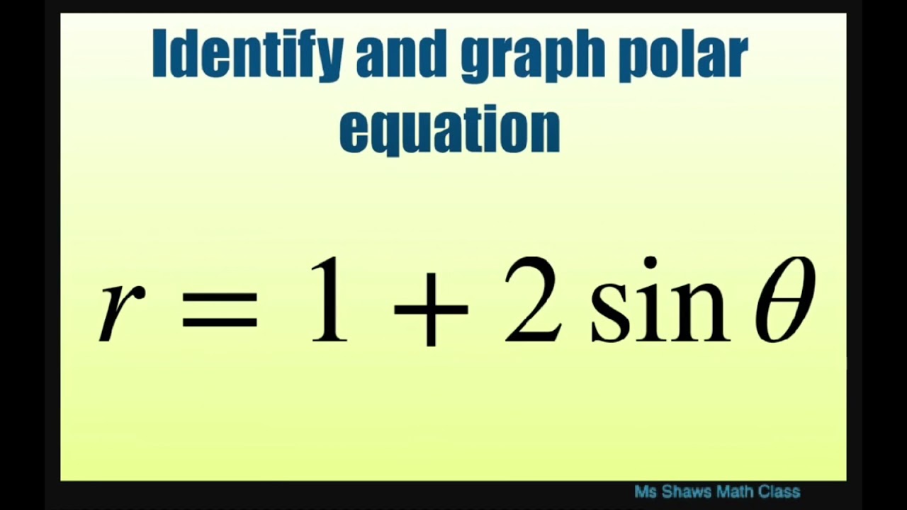 Identify and graph polar equation r= 1+ 2 sin theta. Limacon with inner ...
