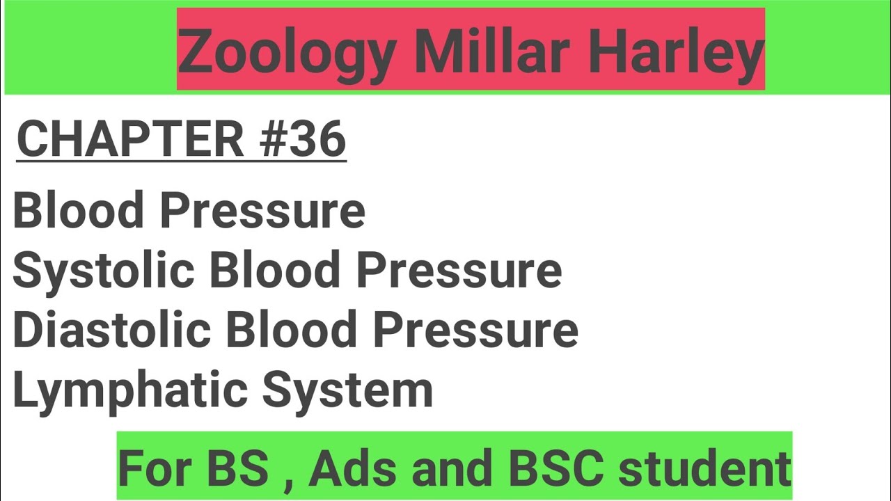 Blood Pressure | Lymphatic system | Millar Harley | Chapter#36 | For Bs ...