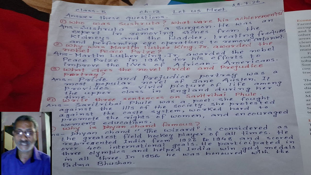 Class- 5, Subject - S.S.T. , Chapter- 13, Let us meet, Question and ...