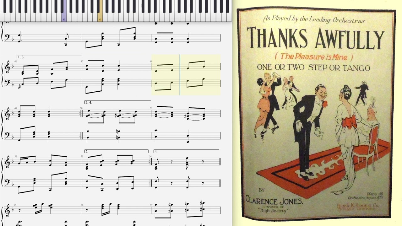 Thanks Awfully by Clarence M. Jones (1914, One Step piano) - YouTube