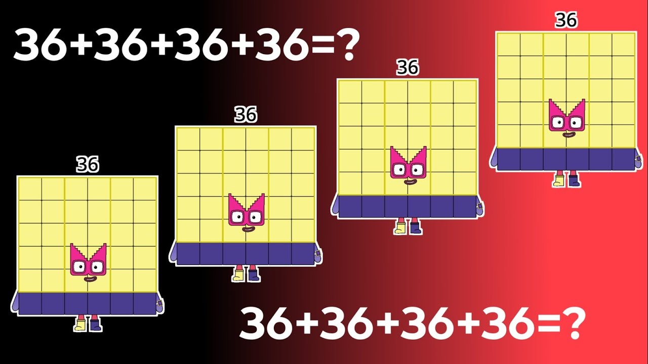 NUMBERBLOCKS FOUR SAME SQUARE NUMBERS ADDITION | NUMBER BLOCKS ADDITION ...