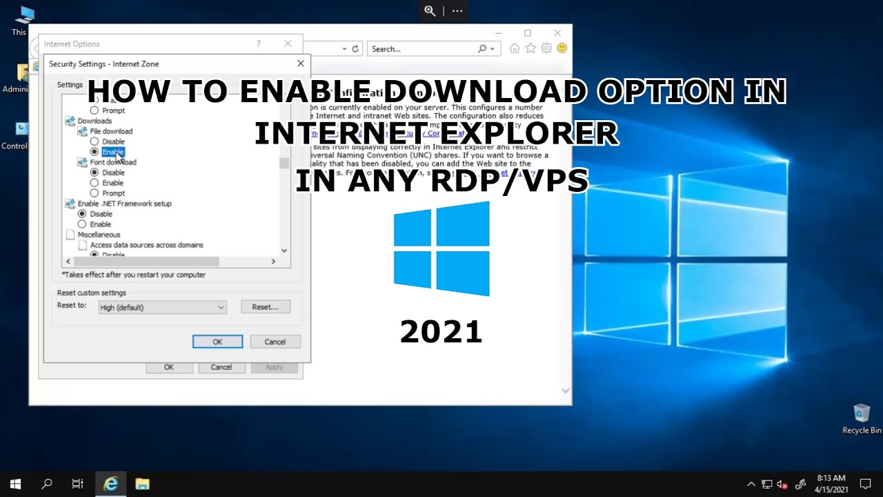 HOW TO ENABLE DOWNLOAD OPTION IN INTERNET EXPLORER RDP VPS 2021 how-to-enable-download-option-in-internet-explorer-rdp-vps-2021