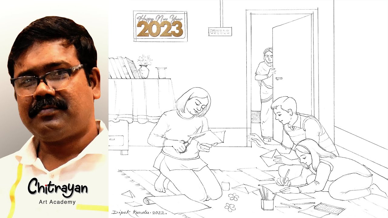 || Happy New Year Drawing Step By Step | New Year Memory Drawing | How ...