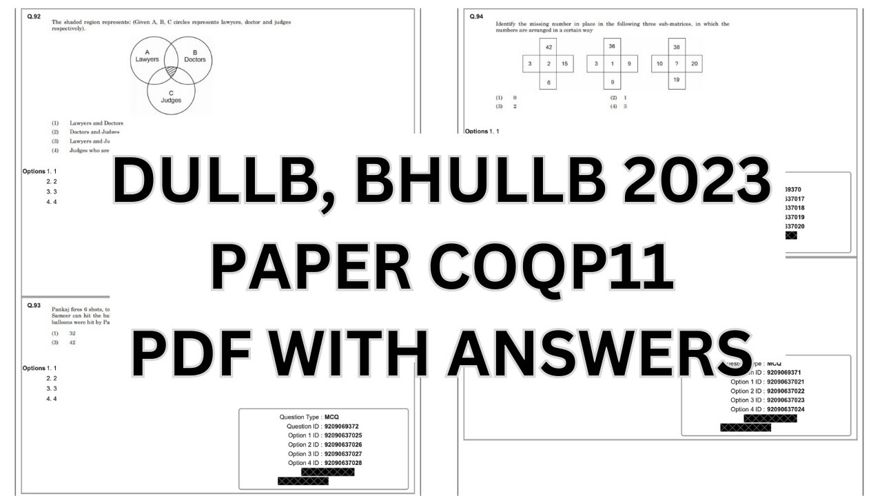 CUET PG LLB, DULLB COQP11 2023 Question Paper Full Pdf With Answer Key ...