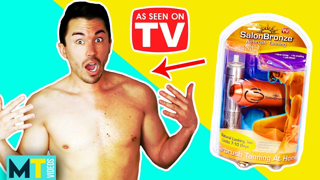 Men Try "As Seen on TV" Products - SalonBronze Self Tanning Spray - YouTube