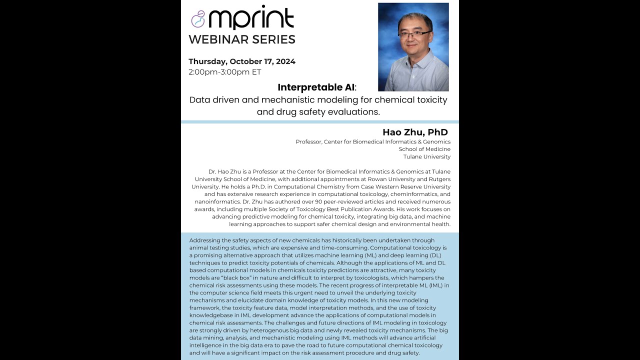 The MPRINT Webinar Series: Interpretable AI: Data Driven Mechanistic Modeling for Chemical ...