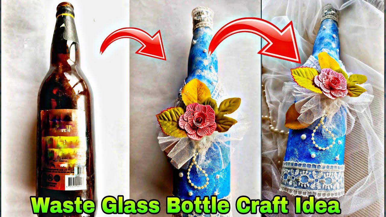 Waste Glass Bottle Craft Idea | Glass Bottle Craft | Amazing Craft ...