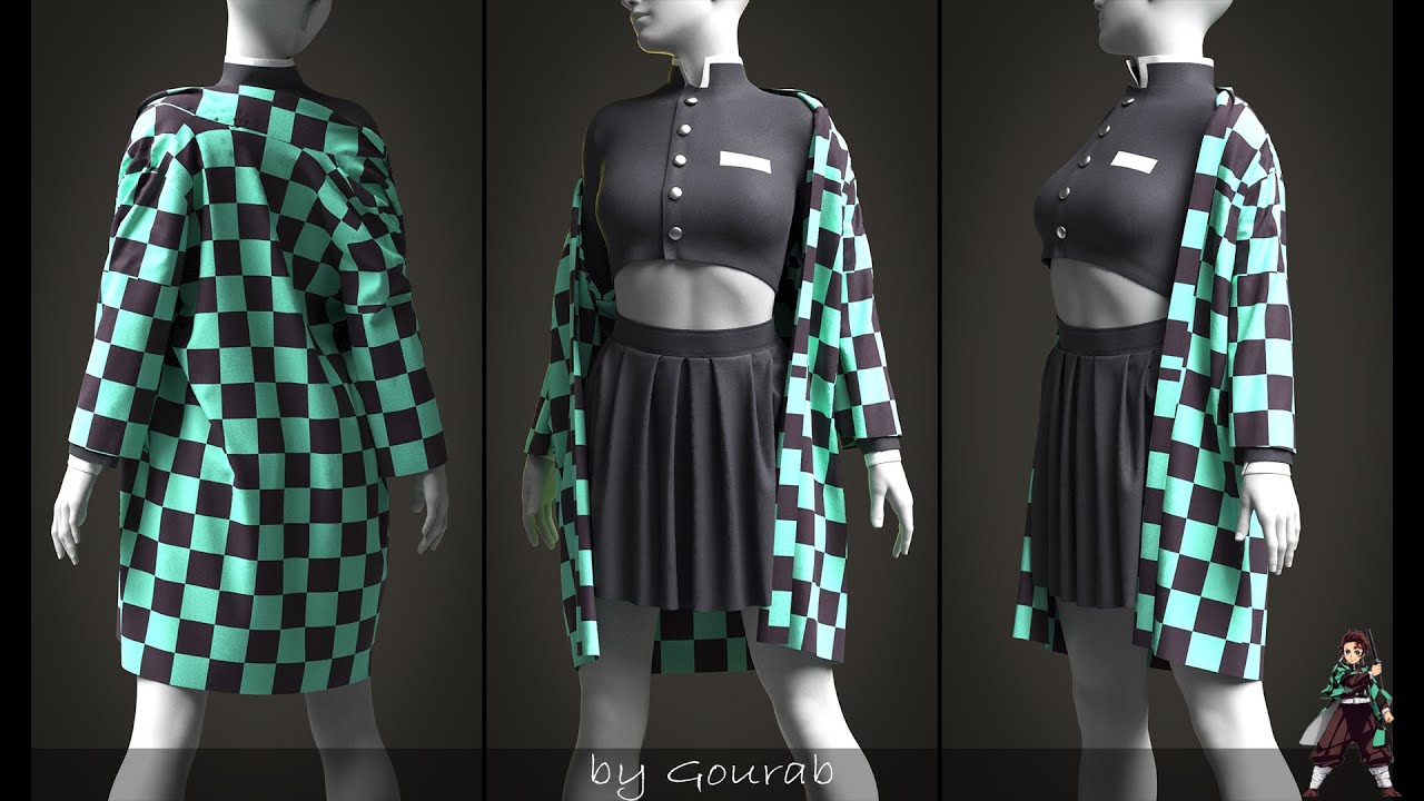 Making Tanjiro Outfit From Demon Slayer in Marvelous Designer/Clo3D ...