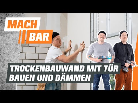 Doppelbeplankte Trockenbauwand mit Tür bauen und dämmen | OBI