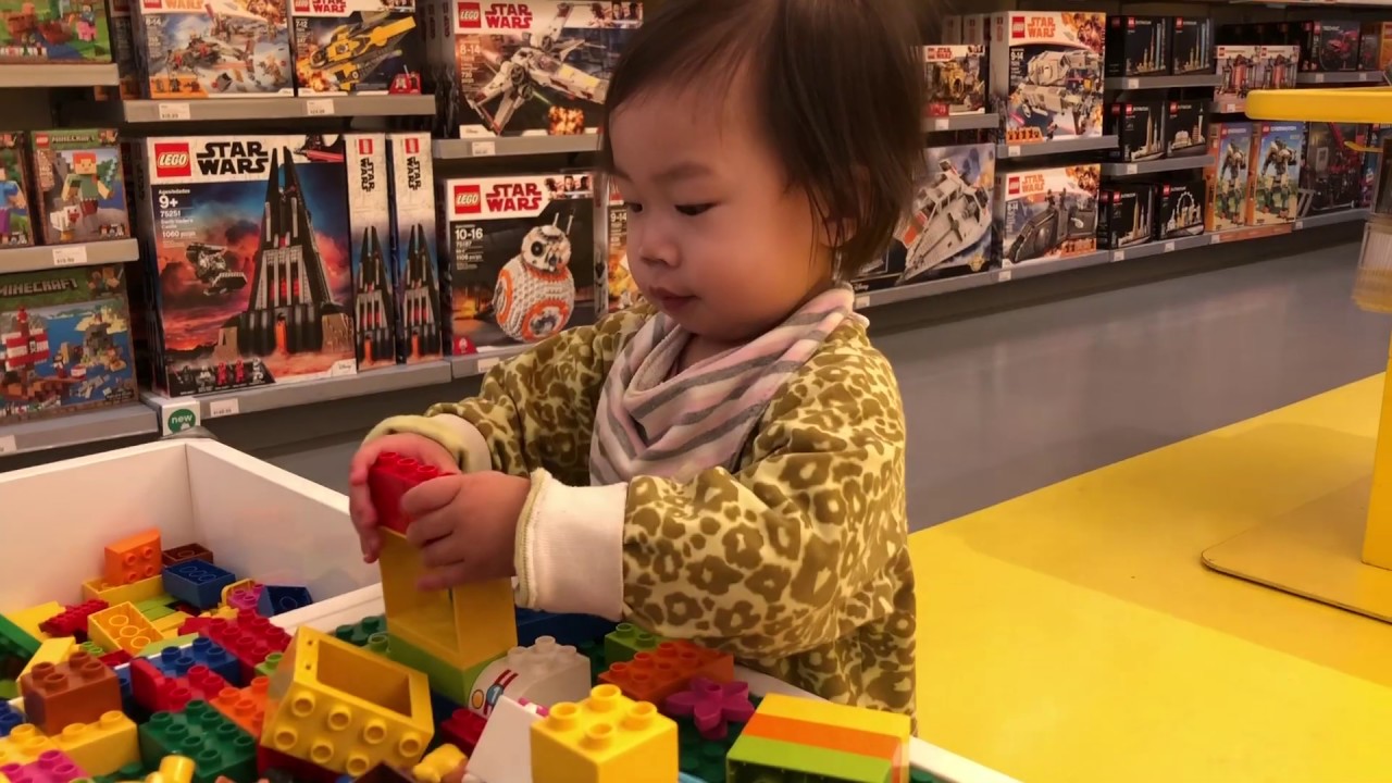 LEGO Store | Cute Baby Girl Shopping and Playing - YouTube
