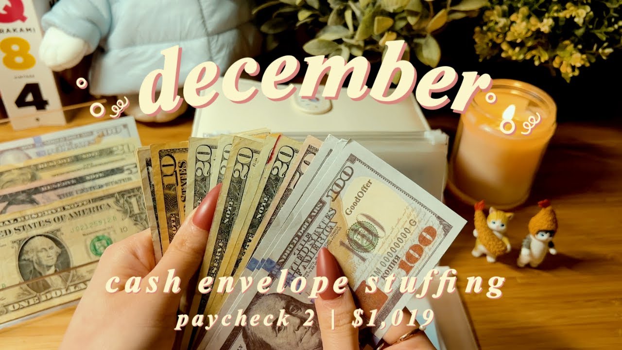 cash stuffing | $1,019 | dec paycheck 2 - YouTube
