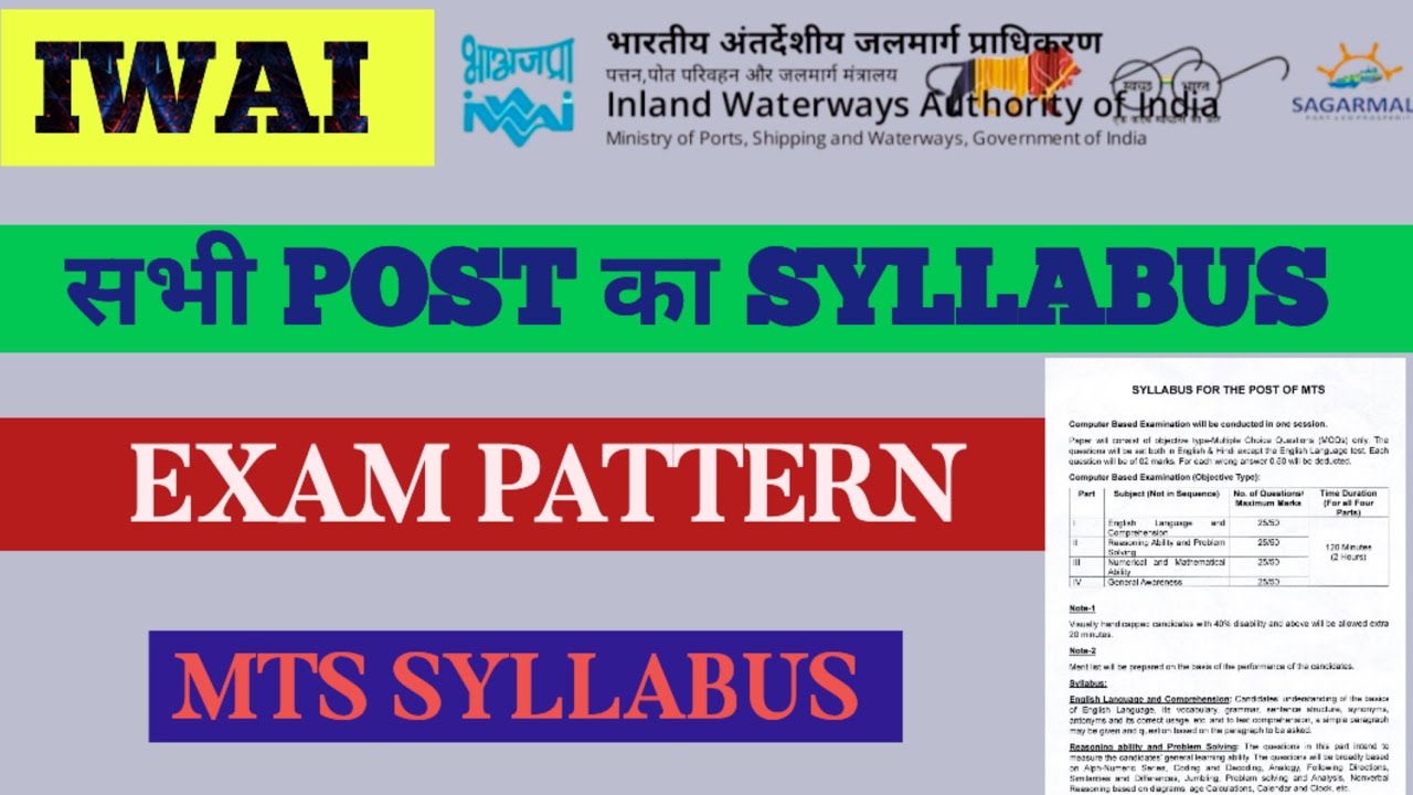 IWAI all post exam pattern & syllabus 2024 !! IWAI MTS syllabus 2024 ...