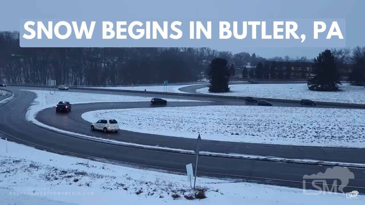 01-18-2024 Butler, PA - Snowfall begins - YouTube