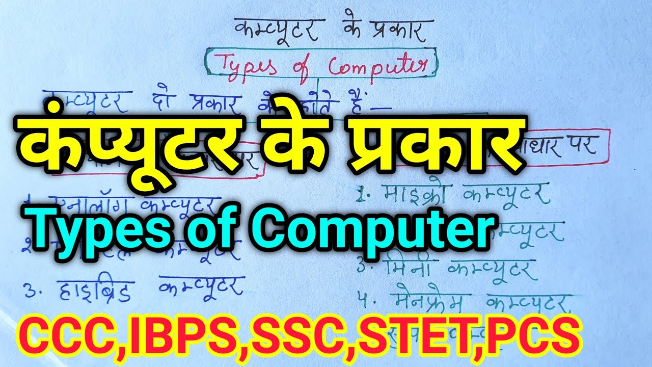 कंप्यूटर के प्रकार//Types Of Computer//कंप्यूटर के कितने प्रकार होते ...