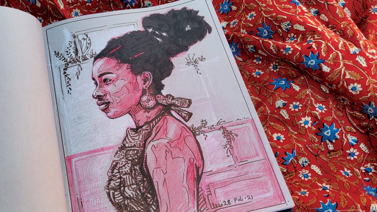 Sketching Amanda Gorman - Marker and Colored Pencil Portrait - YouTube