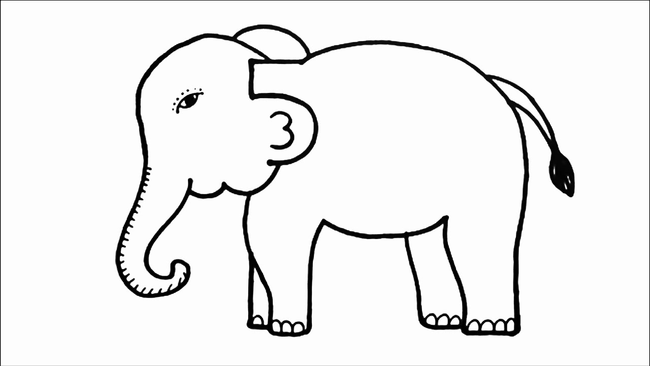 How to draw a Elephant from number 5 | Pleasant Drawing - YouTube