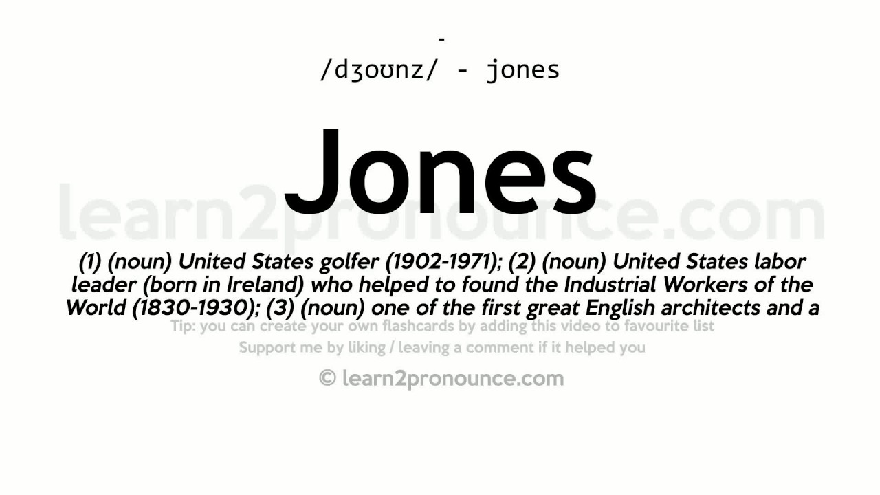Pronunciation of Jones | Definition of Jones - YouTube