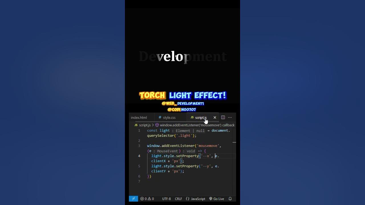 π₯ Creating Torch Light Effect With Html Css And Javascript Coding