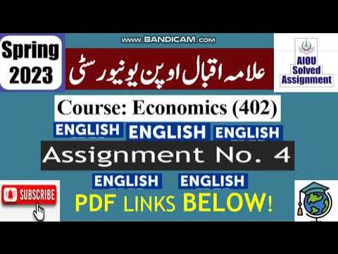 ⏩ AIOU Code 402 Solved Assignment No.4 Spring 2023 || Subject: Economics (English) | Level: BA/B ...