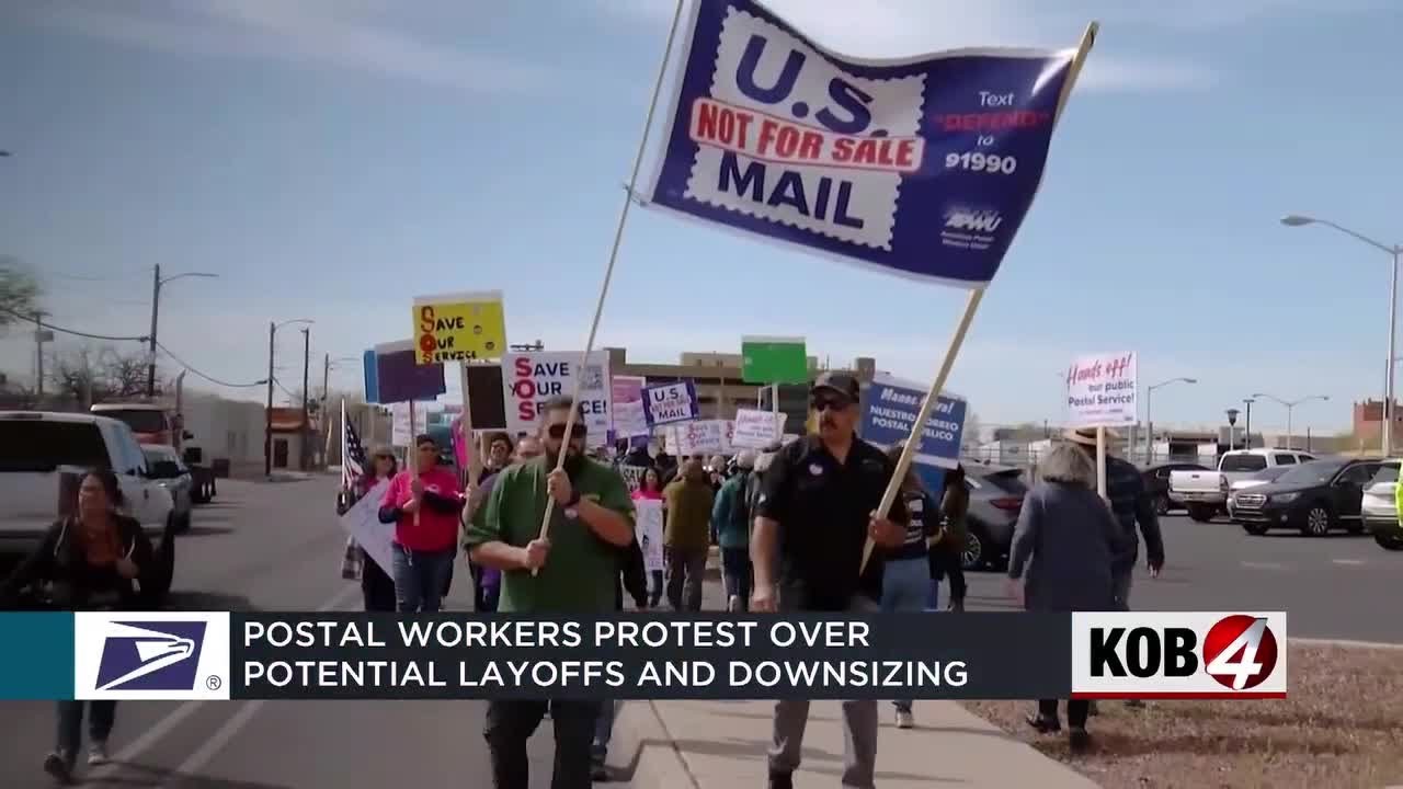 Postal workers protest over potential layoffs and downsizing - YouTube