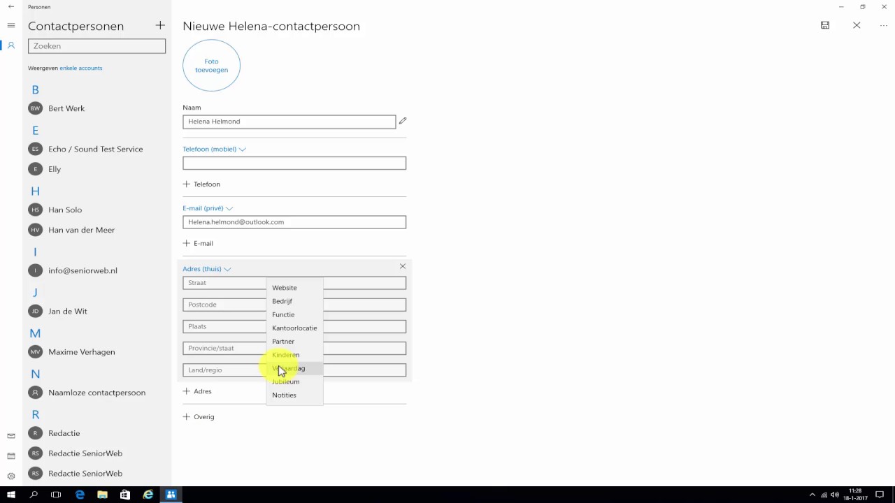 Windows 10: contactpersoon toevoegen in app Personen - YouTube