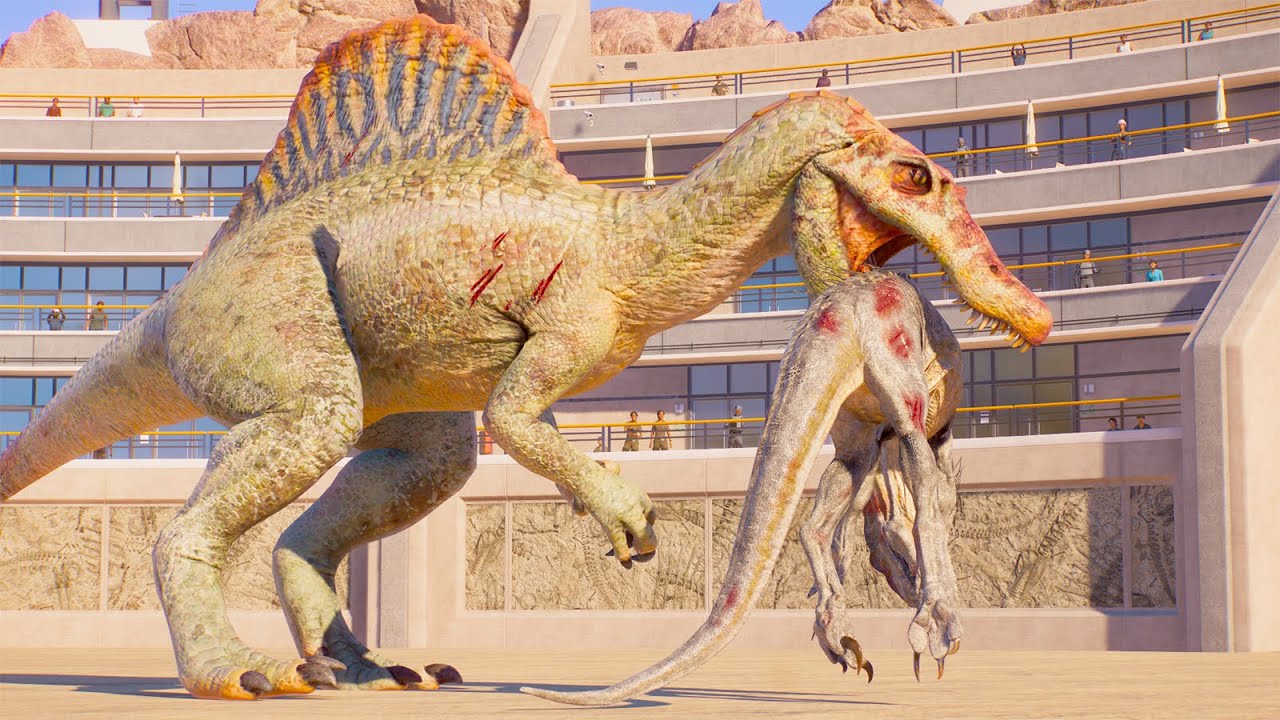 SPINOSAURUS vs LARGE & MEDIUM CARNIVORE BATTLE ROYAL IN BATTLE ARENA ...